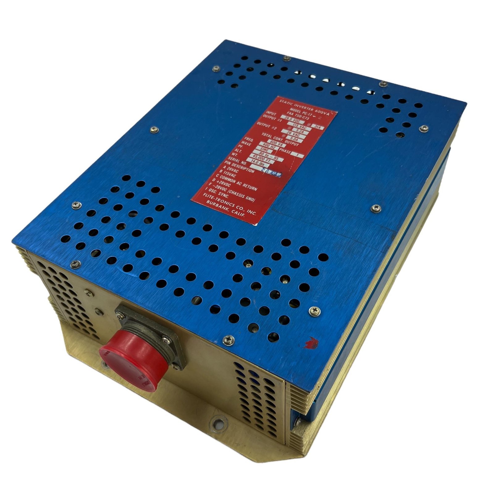 PC-17-2 600VA FAA TS0-C73 AVIONICS INVERTER STATIC FLITE-TRONICS | eBay
